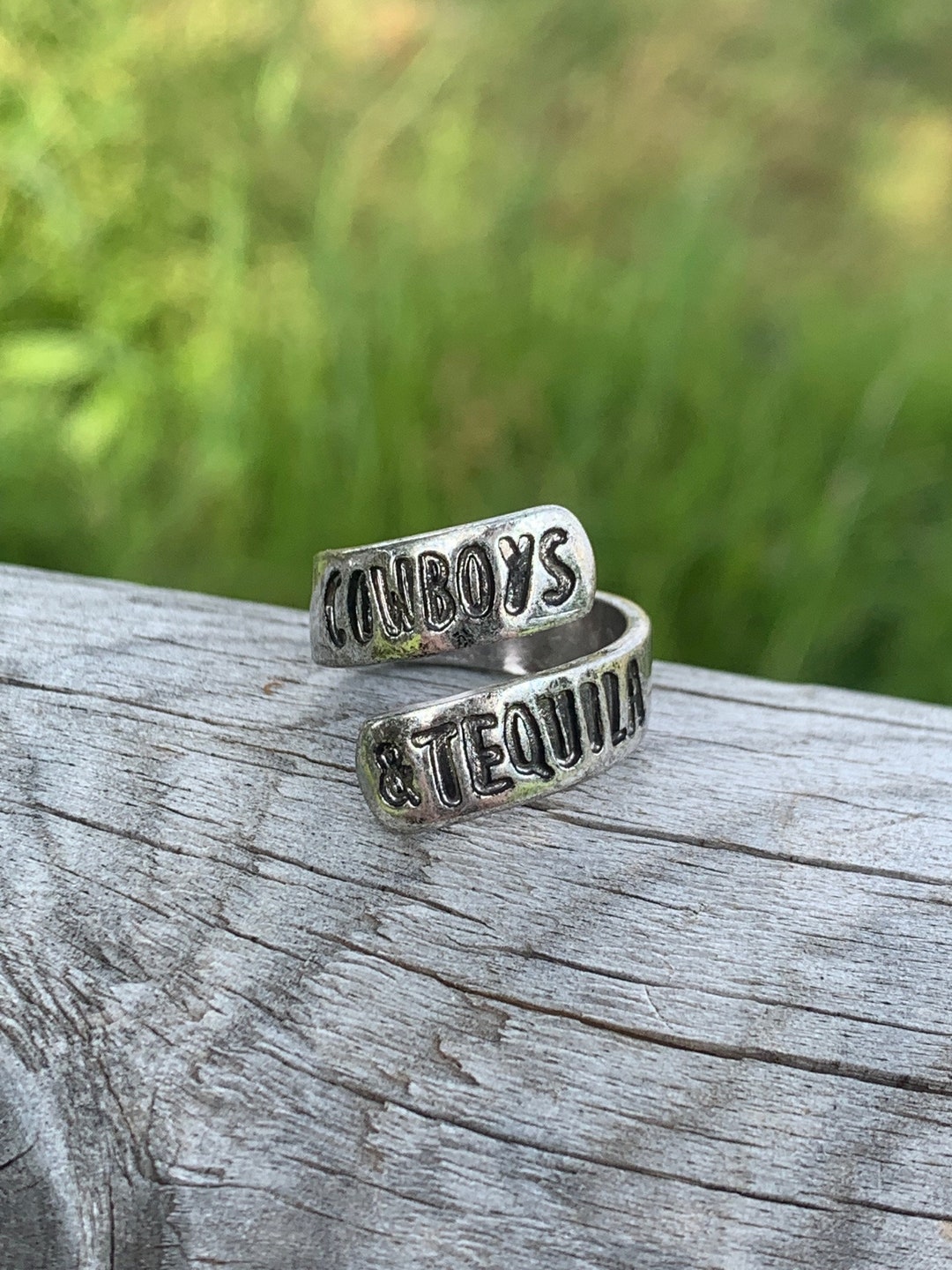 Cowboys and Tequila Stamped Western Statement Ring - Etsy