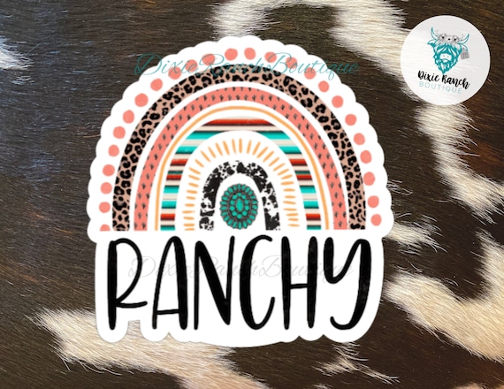 Ranchy Rainbow Western Decal Sticker - Etsy