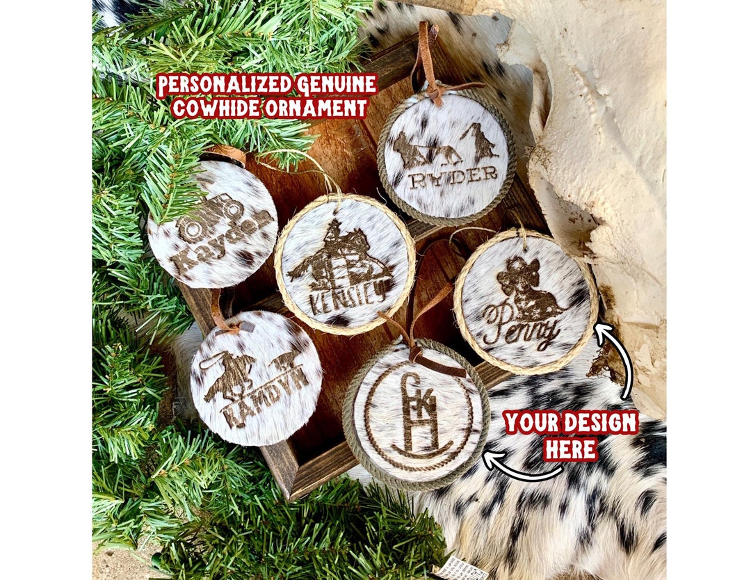 Genuine Cowhide Personalized Laser Engraved Christmas Tree Ornament ...
