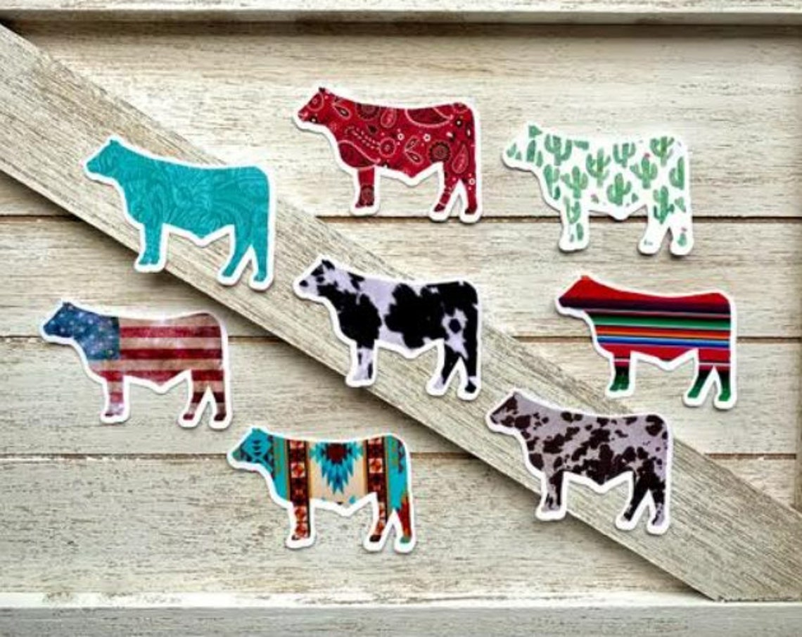 Western Bundle Pack of Cow Silhouette Decal Sticker Cowgirl - Etsy