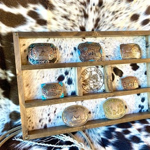 Handcrafted Genuine Cowhide 10 - 12 Belt Buckle Award Display Shelf ...