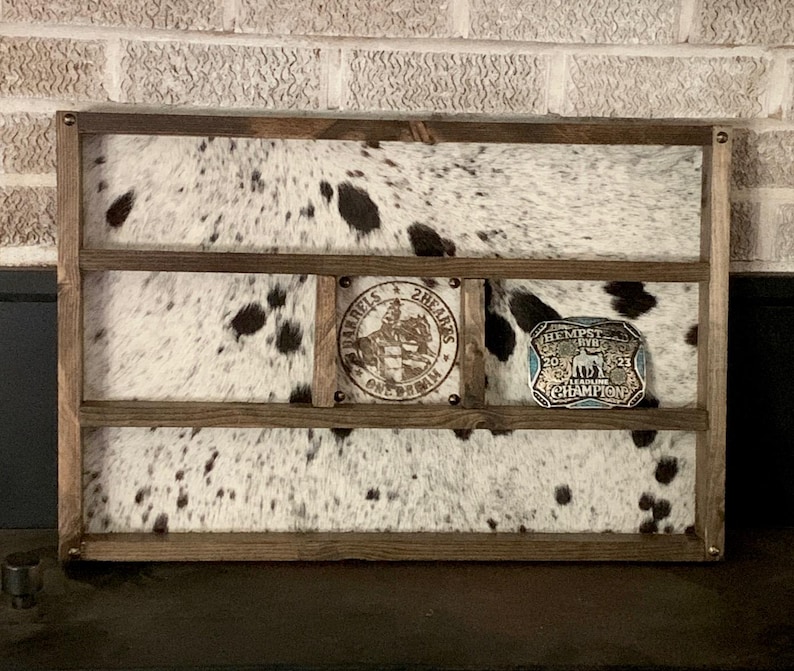 Handcrafted Genuine Cowhide 10 - 12 Belt Buckle Award Display Shelf ...