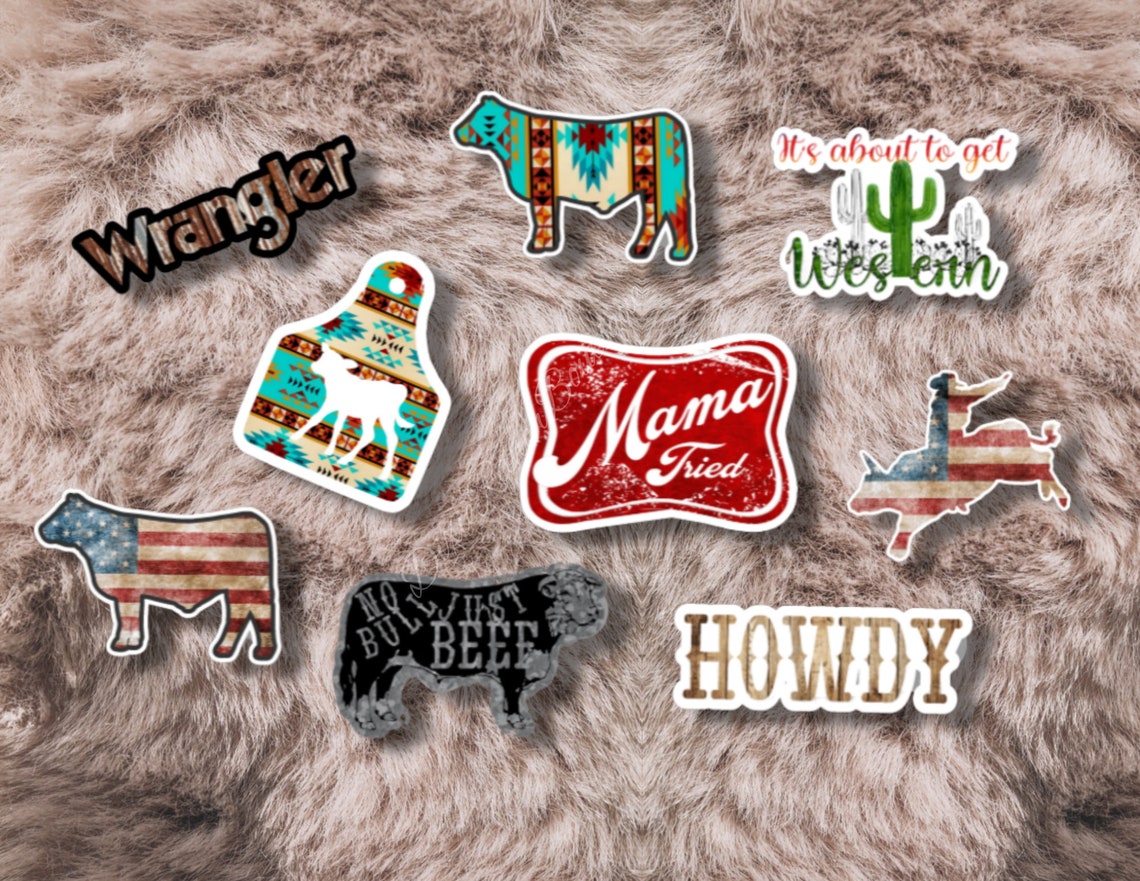 Western Bundle Pack of Decal Stickers Bull Cowhide Mama - Etsy