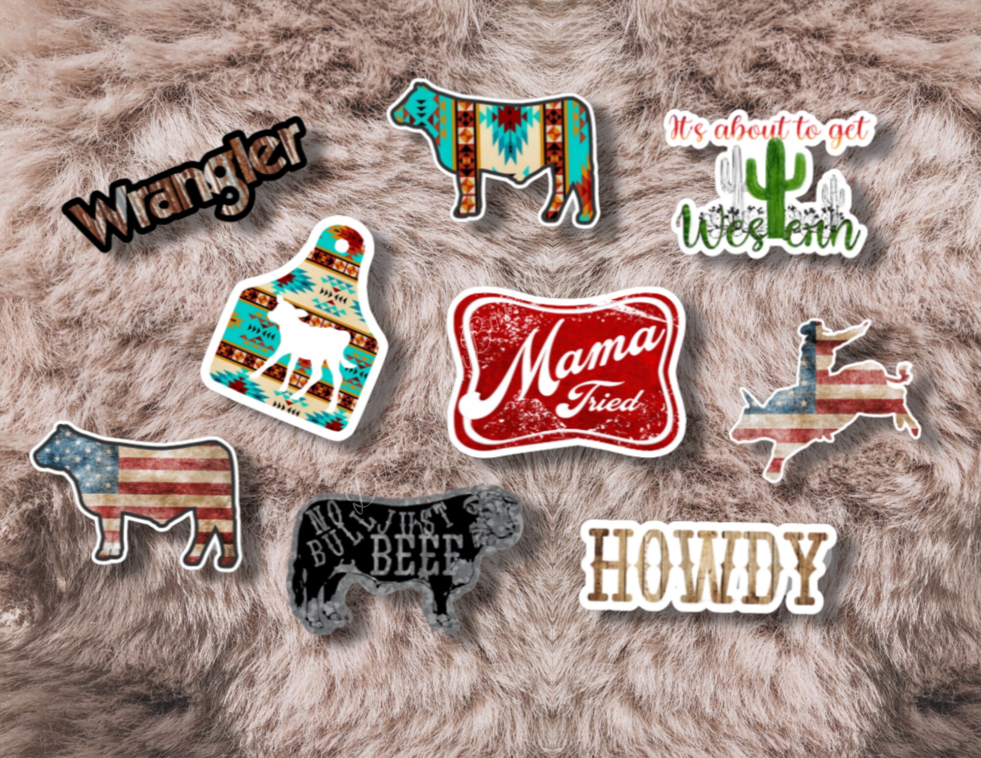 Western Bundle Pack of Decal Stickers Bull Cowhide Mama - Etsy