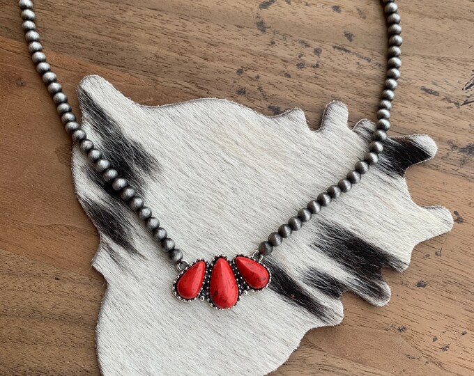 16" Turquoise Western Stone Pendant Choker, Short Turquoise Burnished ...