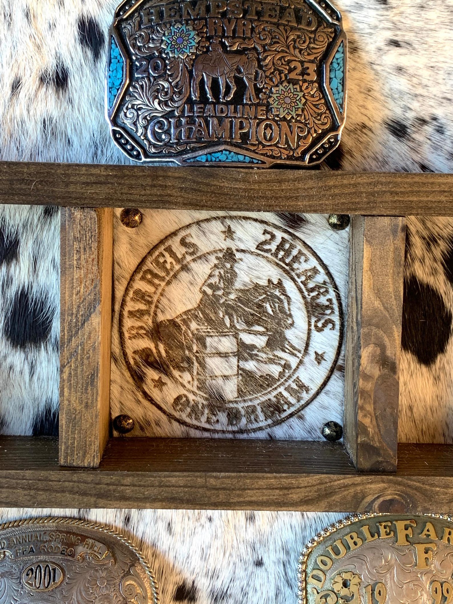 Handcrafted Genuine Cowhide 10 - 12 Belt Buckle Award Display Shelf ...