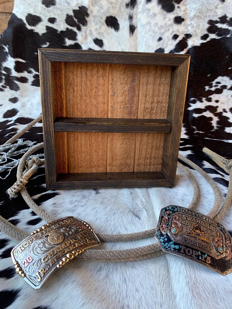 Solid Wood Western Two Belt Buckle Award Display Shelf Custom Hand ...