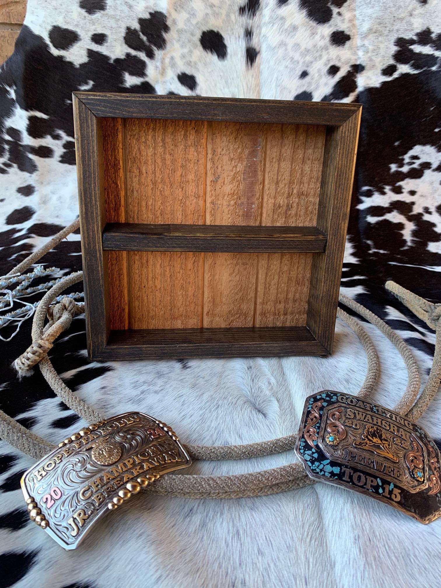 Solid Wood Western Two Belt Buckle Award Display Shelf Custom Hand ...