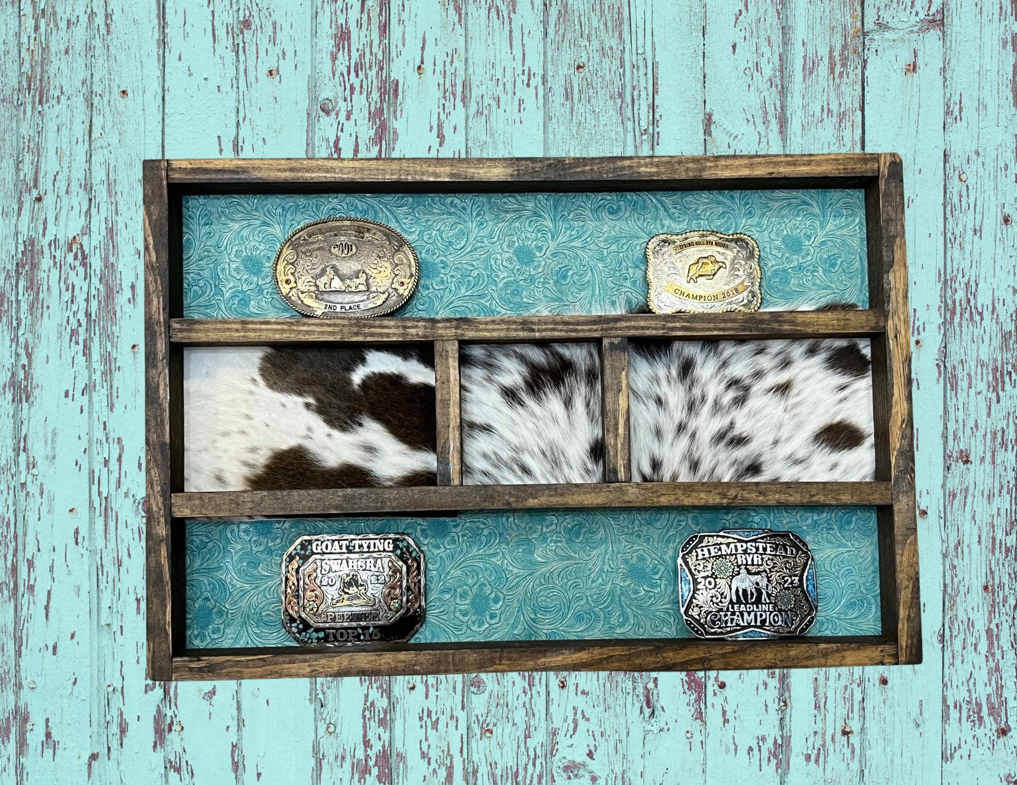 Handcrafted Genuine Cowhide 10 - 12 Belt Buckle Award Display Shelf ...
