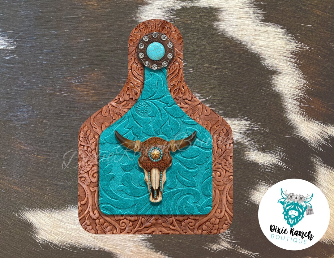 Tribal Cow Skull Decal Sticker // Tooled Leather / Turquoise / Cowgirl ...