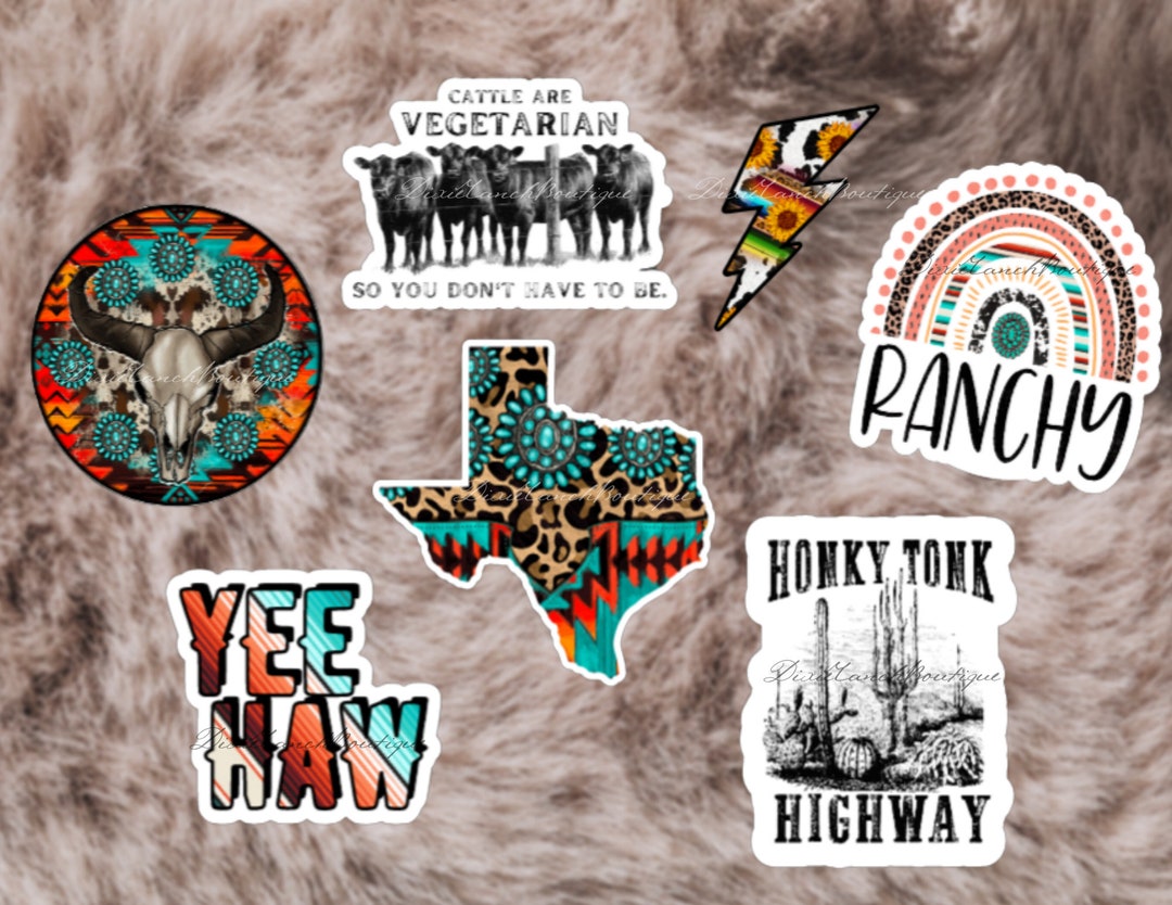 Western Bundle Pack of 7 Decal Stickers / Cow Stickers / Cowgirl ...