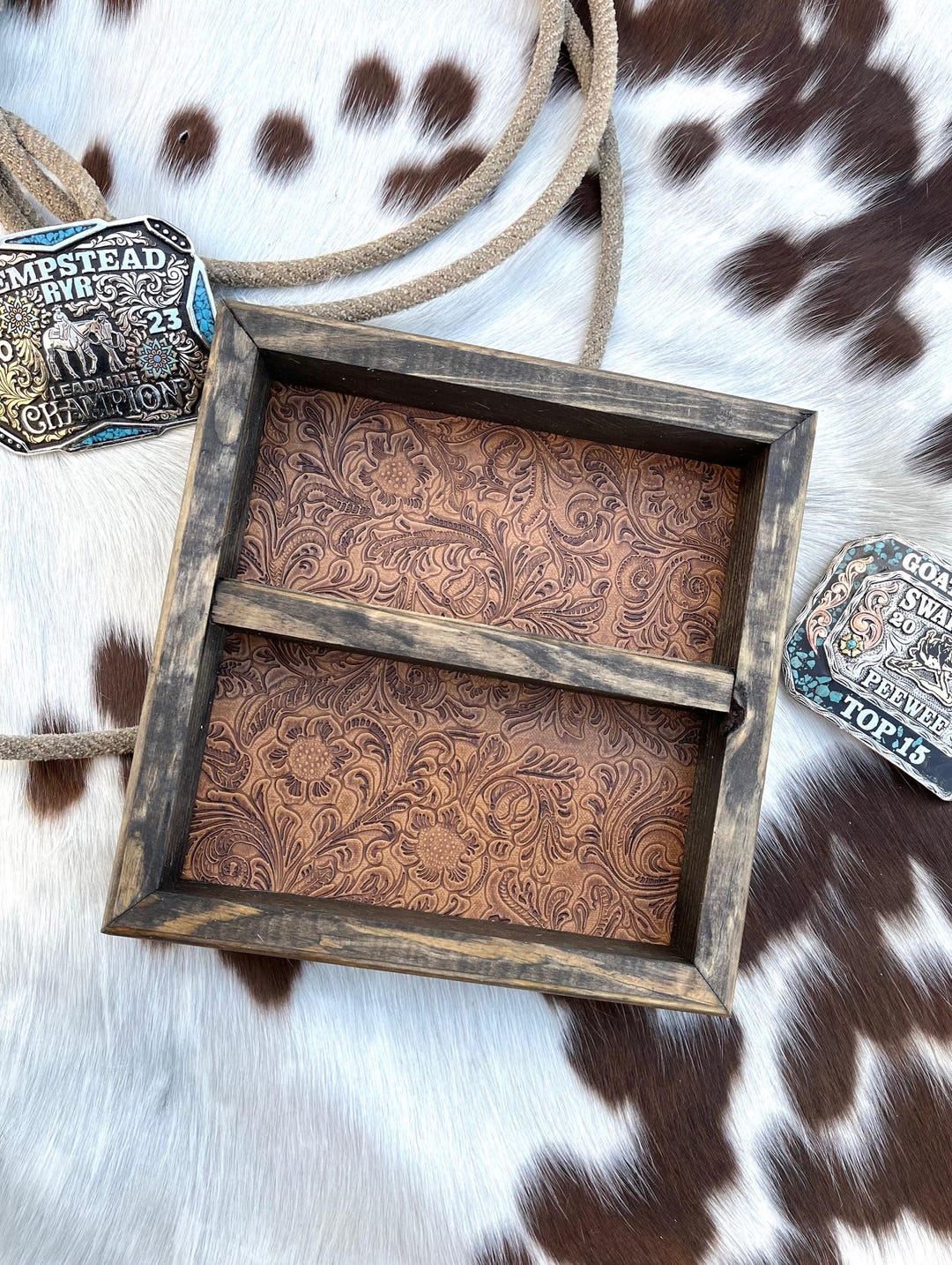 2 Buckle Display Awards Shelf , Belt Buckle Awards Case 10"x10" Wood ...