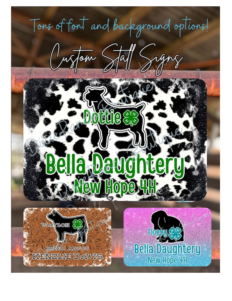 Custom Stall Sign , Show Animal Stall Sign Sublimation Printed for 4H ...