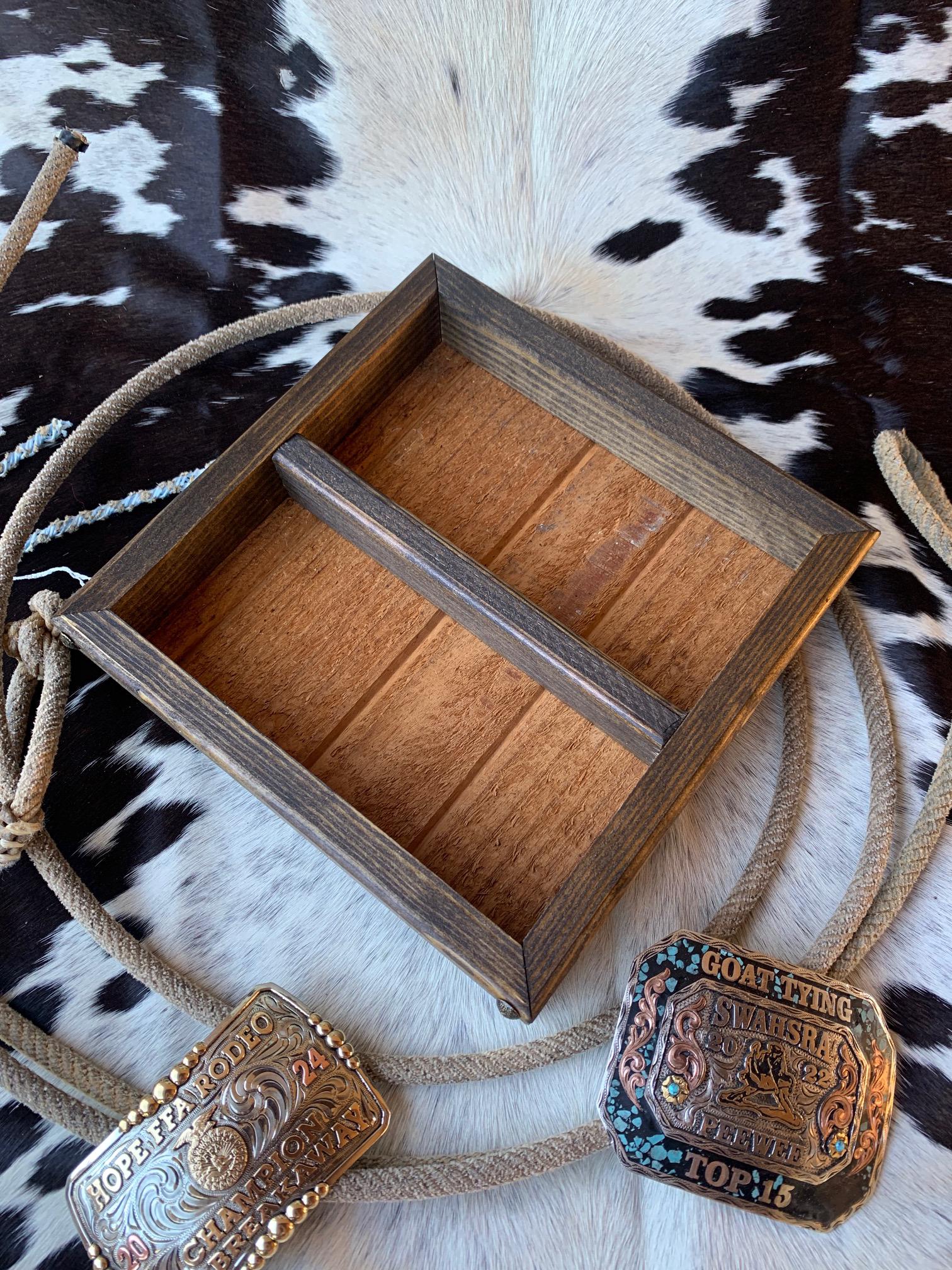 Solid Wood Western Two Belt Buckle Award Display Shelf Custom Hand ...