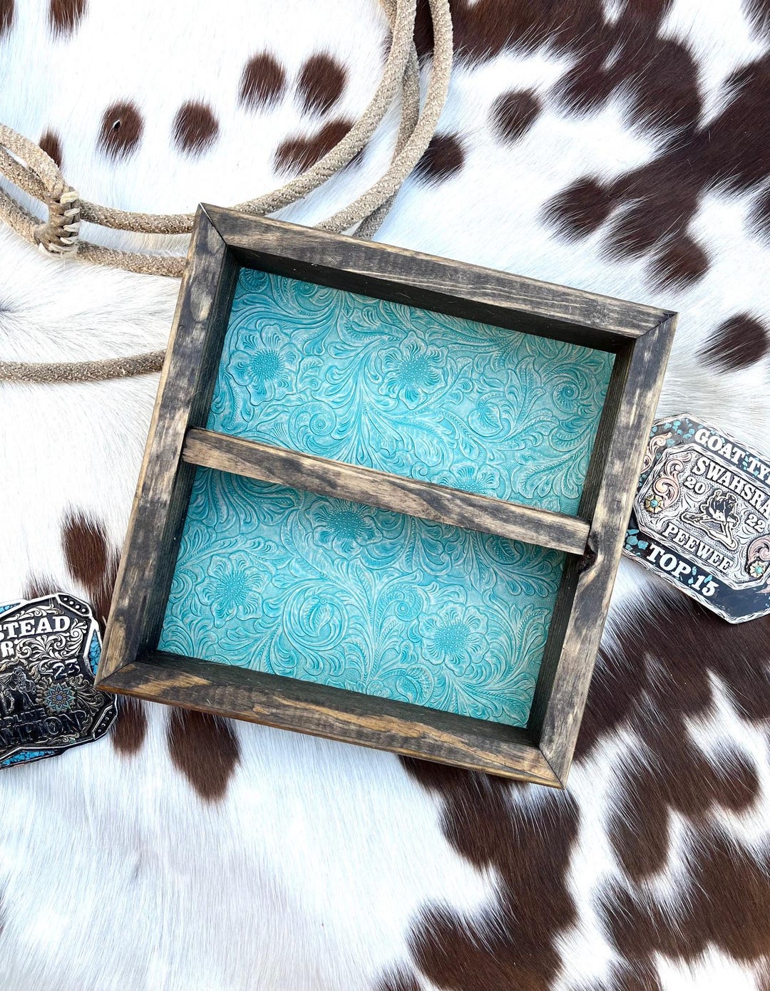2 Buckle Display Awards Shelf , Belt Buckle Awards Case 10"x10" Wood ...