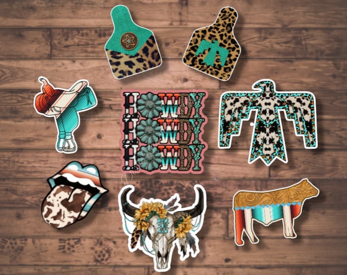 Howdy Western Decal Sticker // Tooled Leather / Cowhide / Serape - Etsy