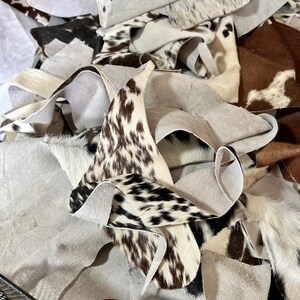 1lb Random Genuine Cowhide Scrap Material , Real Hairon Hide Scrap ...