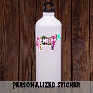 Custom Personalized Name Cow Decal Sticker , Western 4H Show Animal ...