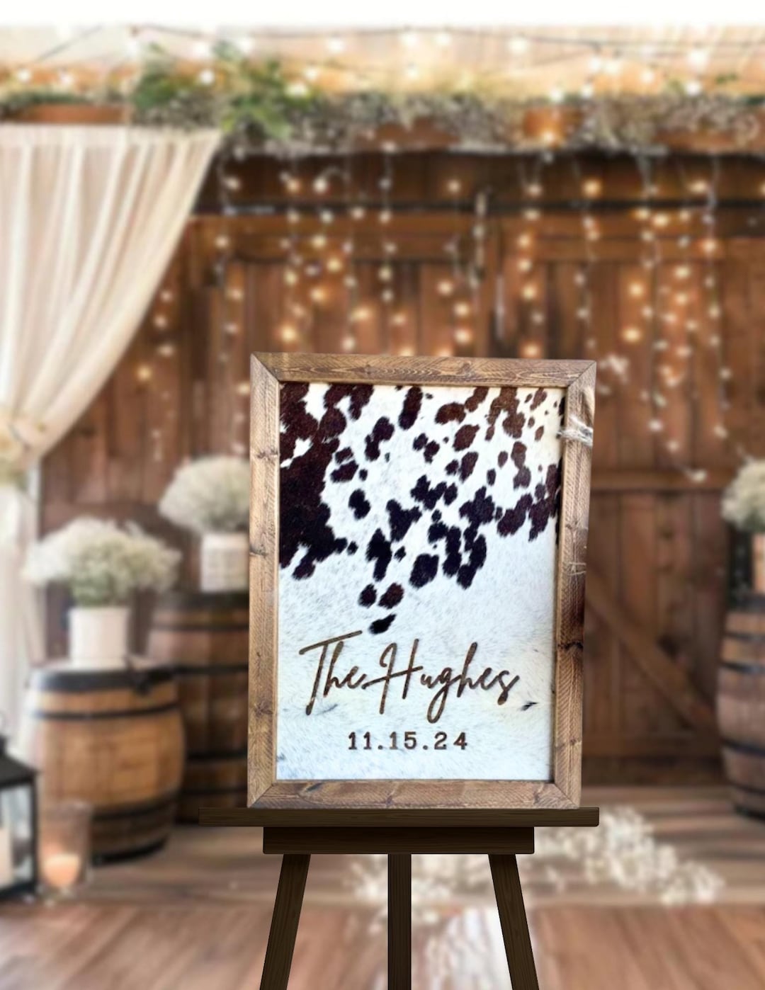 Genuine Cowhide Wedding Ceremony Branding Sign , Personalized Family ...