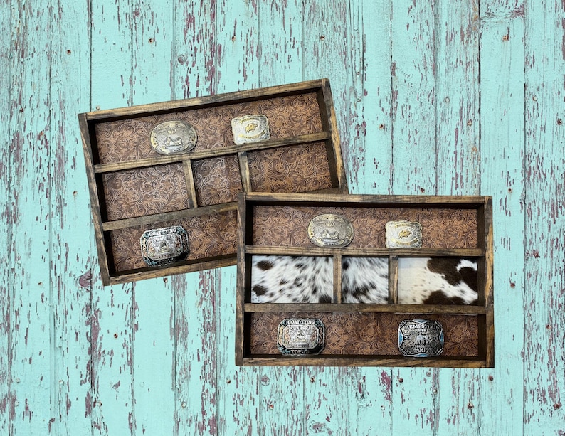Handcrafted Genuine Cowhide 10 - 12 Belt Buckle Award Display Shelf ...