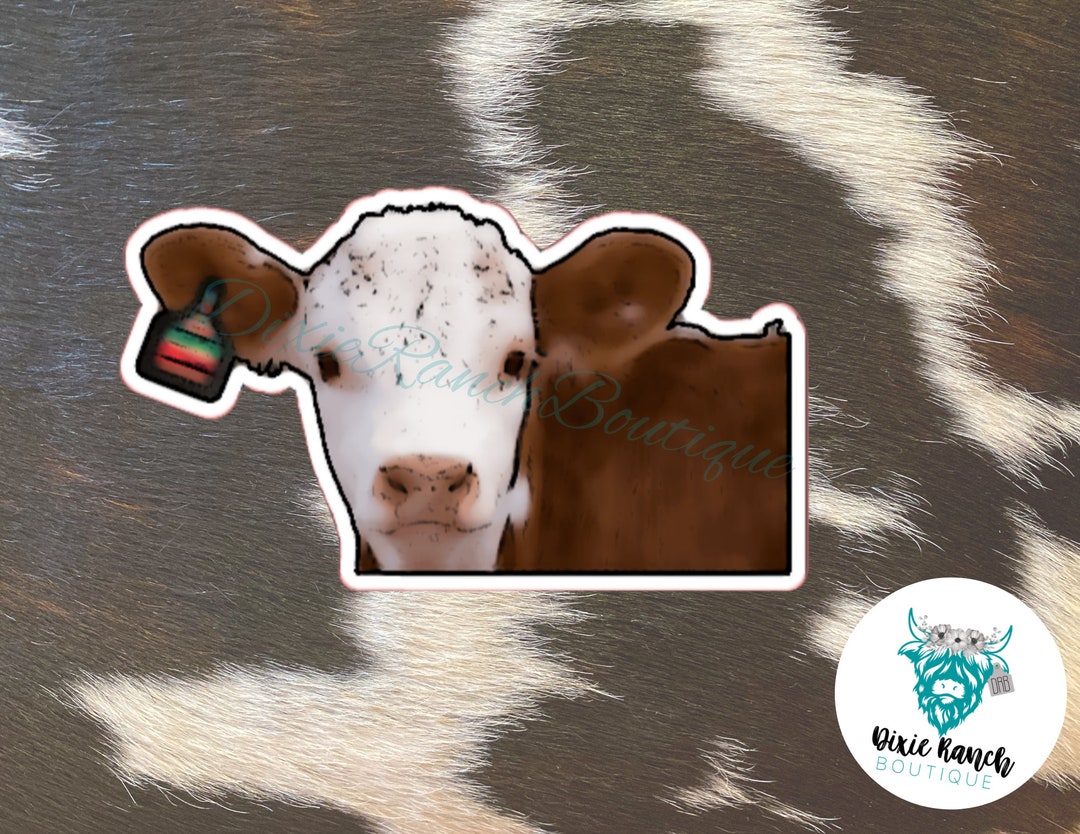 Cute Herford Calf Decal Sticker // Western Decal Sticker // Serape Ear ...