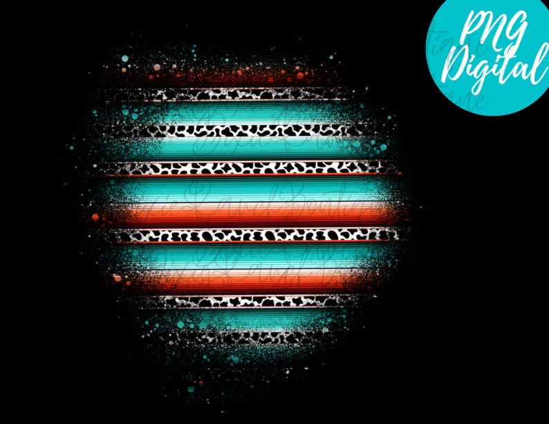 Serape Cow Print Circle Spray Paint Western Background PNG - Etsy