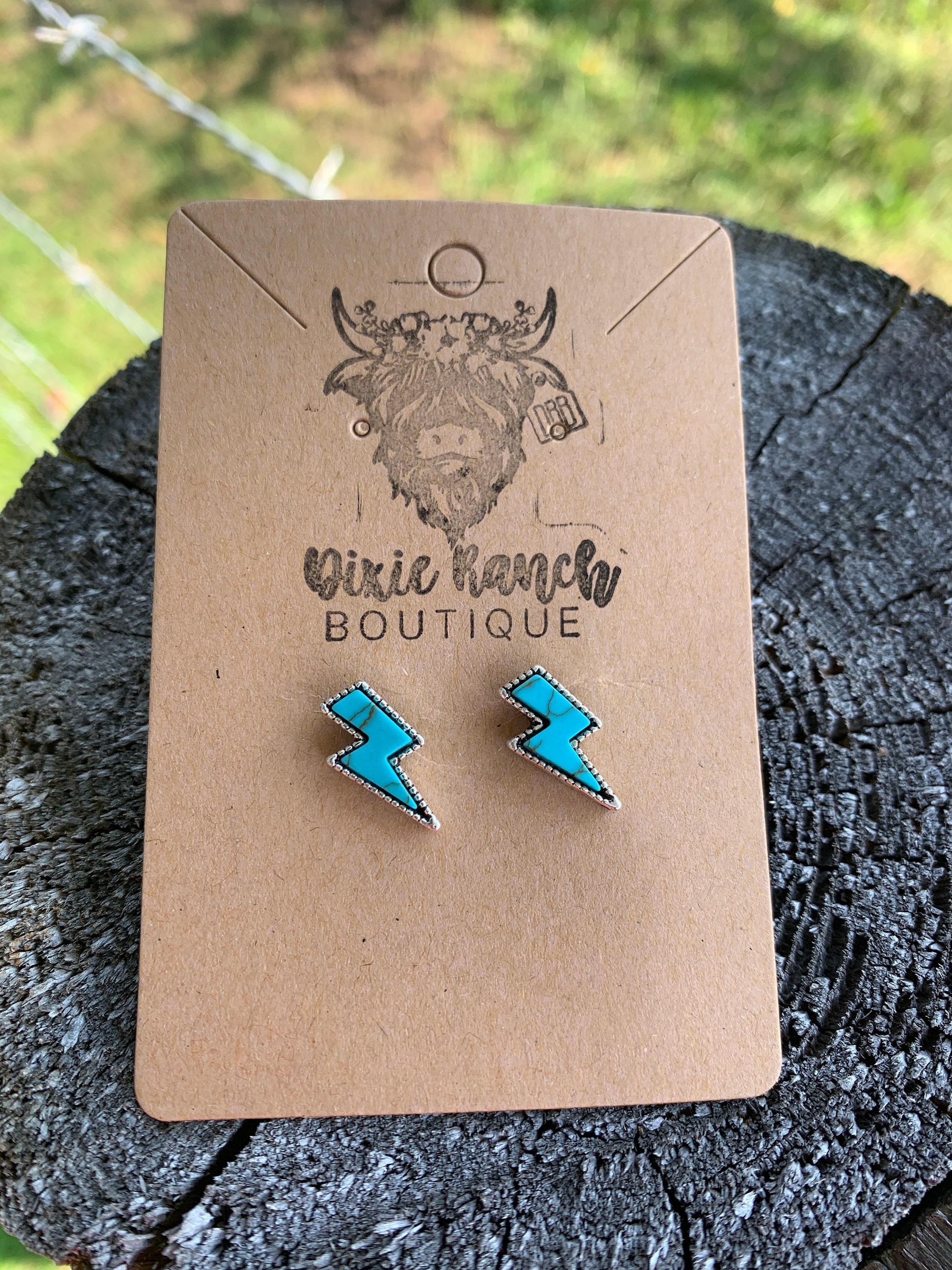 Western Faux Turquoise Lightning Bolt Stud Earrings , Cowgirl Jewelry ...