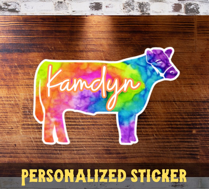 Custom Personalized Name Cow Decal Sticker , Western Show Animal Decal ...