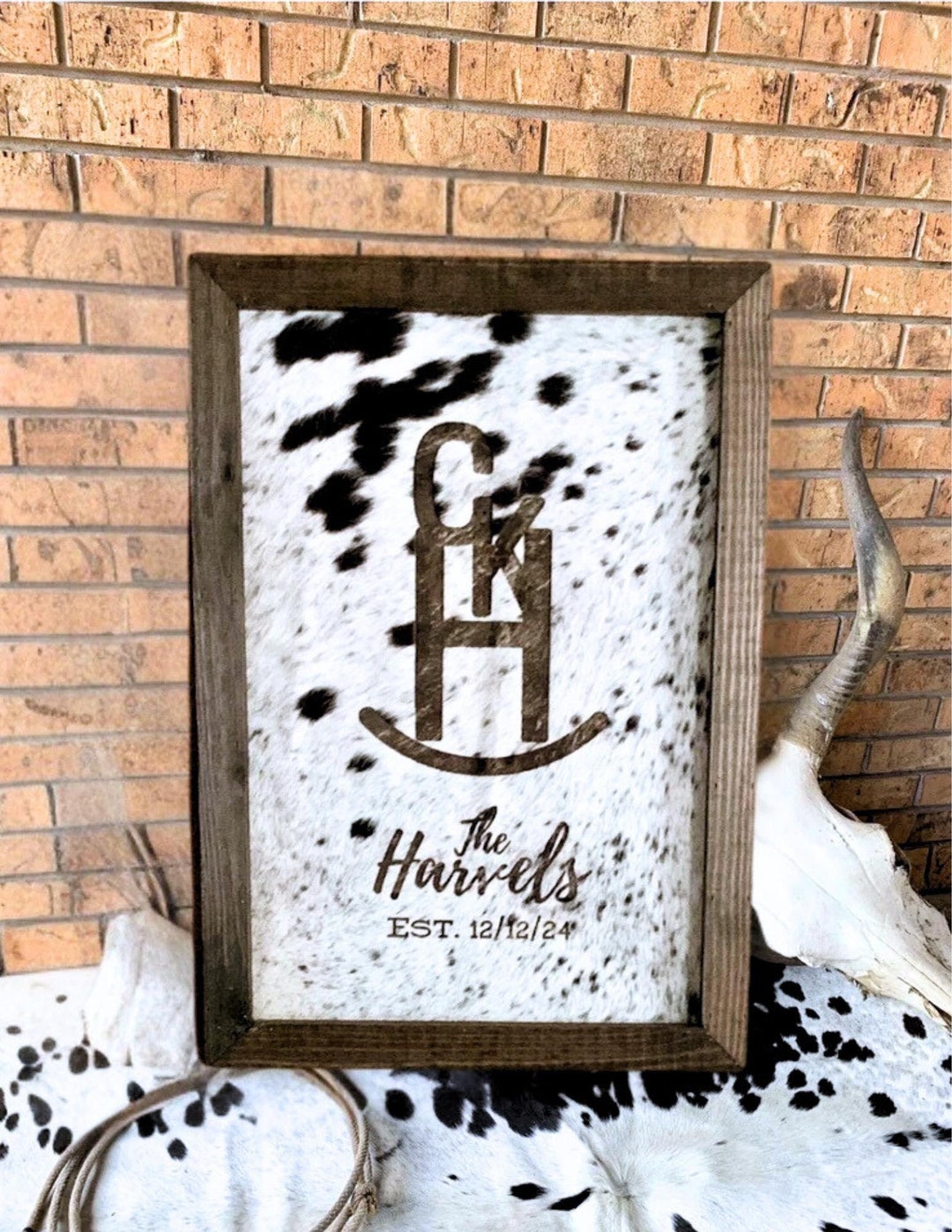 Personalized Engraved Western Real Genuine Cowhide Wall Art Sign Home ...