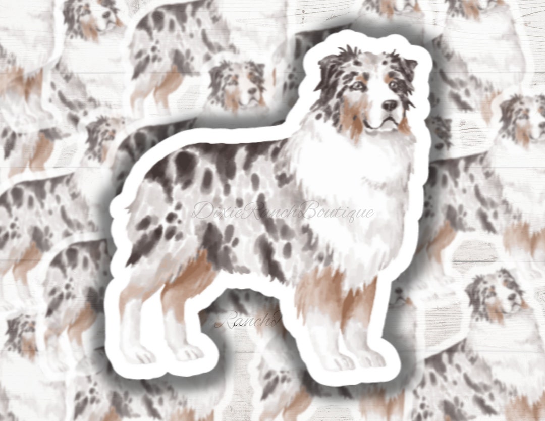 Australian Shepherd Cow Dog Decal Sticker // Aussie Dog Decal Sticker ...