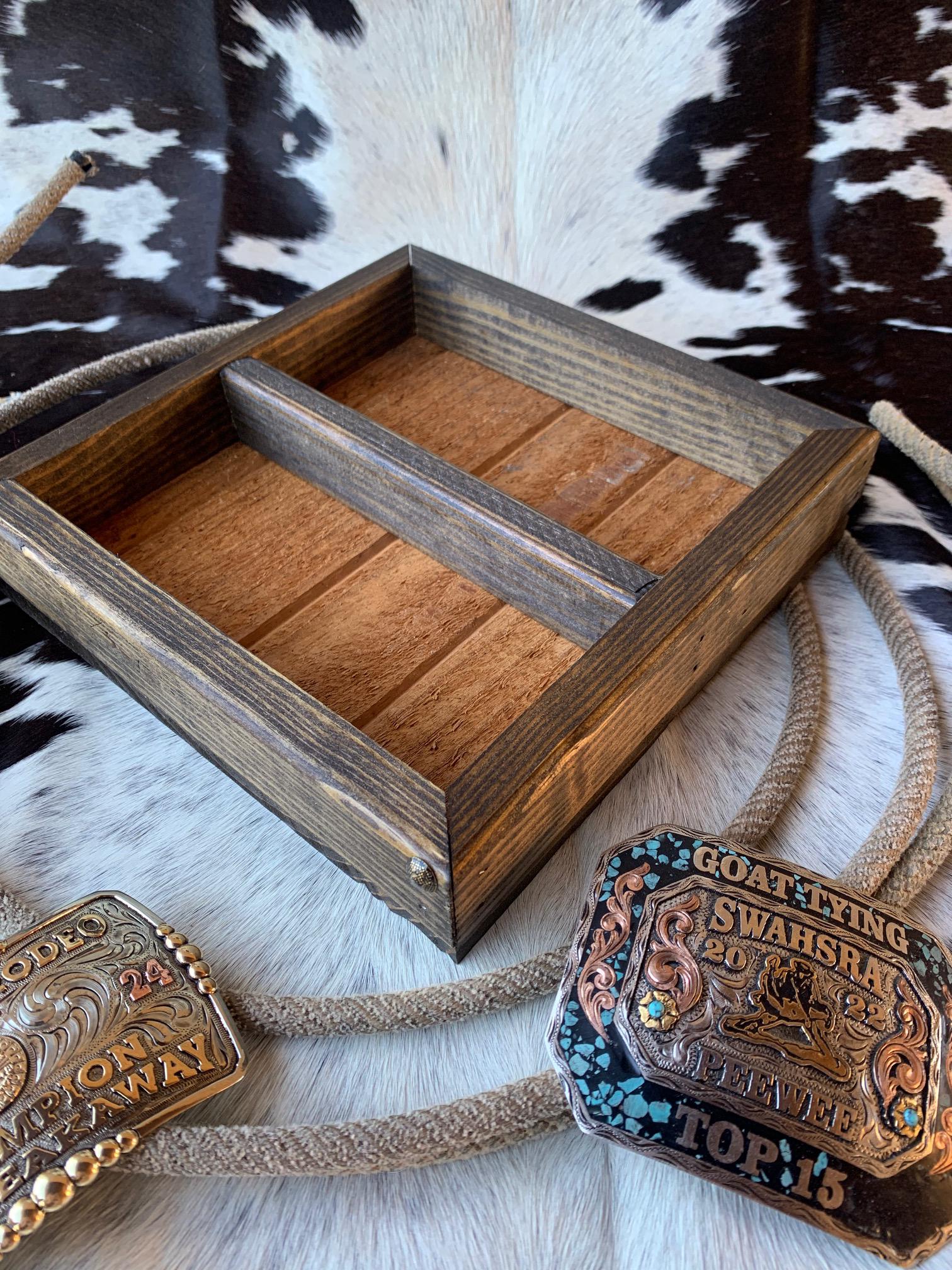 Solid Wood Western Two Belt Buckle Award Display Shelf Custom Hand ...