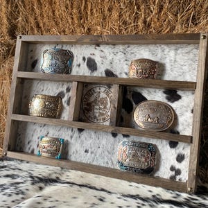 Handcrafted Genuine Cowhide 10 - 12 Belt Buckle Award Display Shelf ...