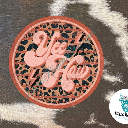 Yeehaw Cheetah Print Western Decal Sticker - Etsy