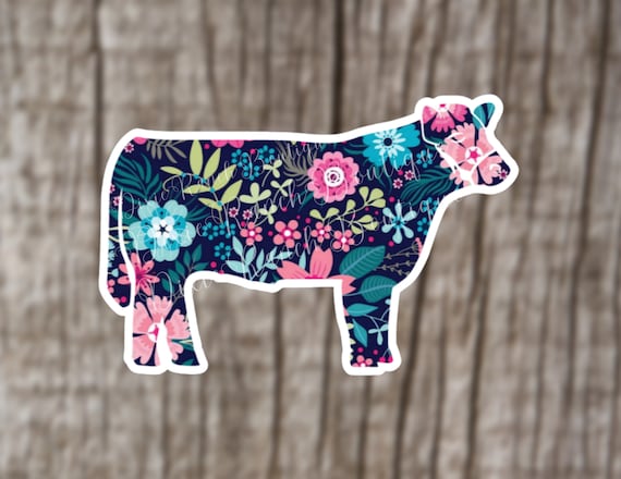 Floral Cow Decal Sticker / Show Cow Silhouette Sticker - Etsy