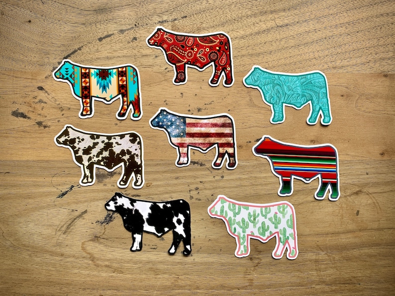 Western Bundle Pack of Cow Silhouette Decal Sticker Cowgirl - Etsy