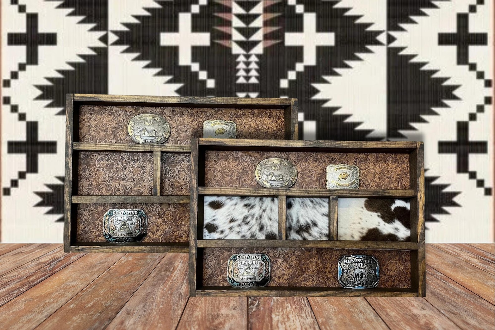 Handcrafted Genuine Cowhide 10 - 12 Belt Buckle Award Display Shelf ...