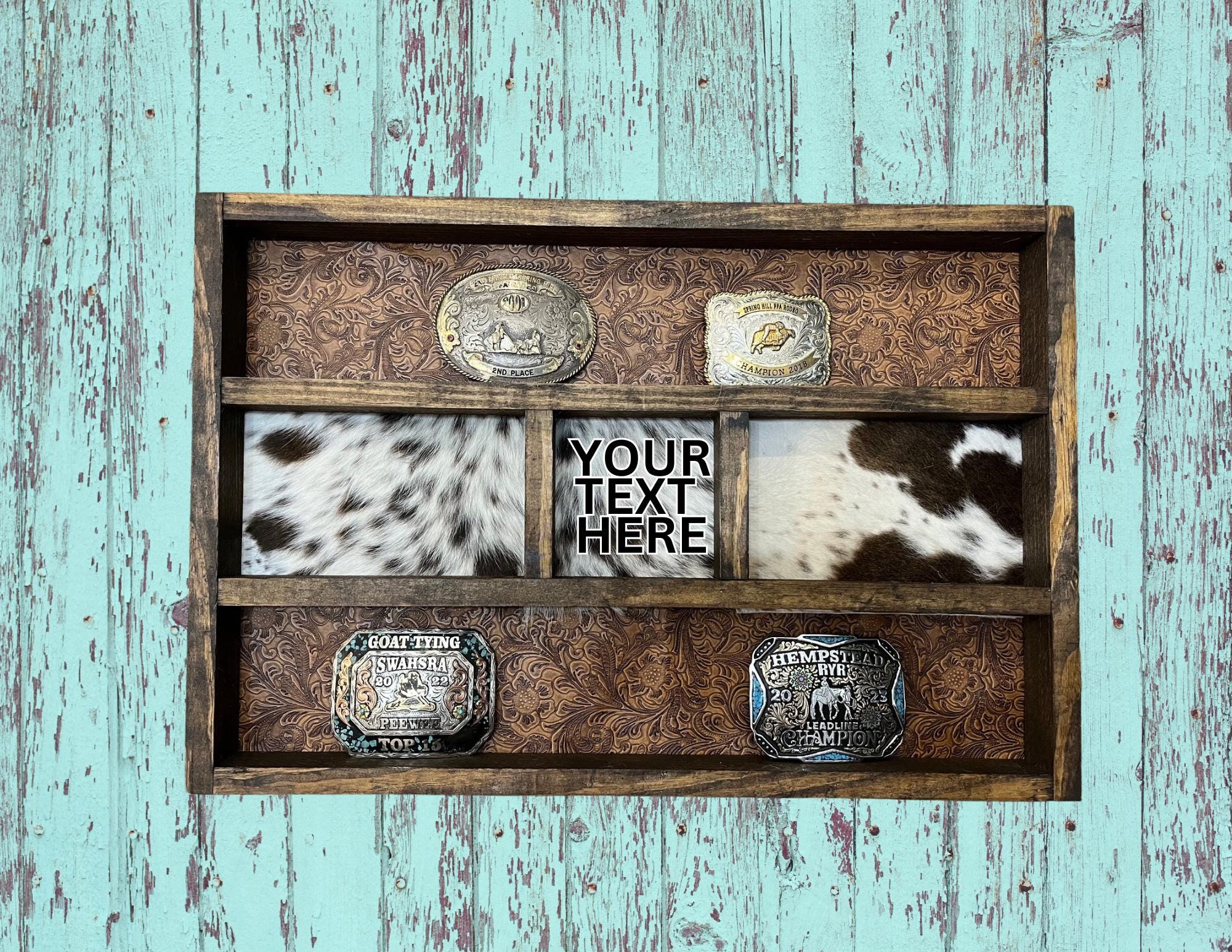 Handcrafted Genuine Cowhide 10 - 12 Belt Buckle Award Display Shelf ...