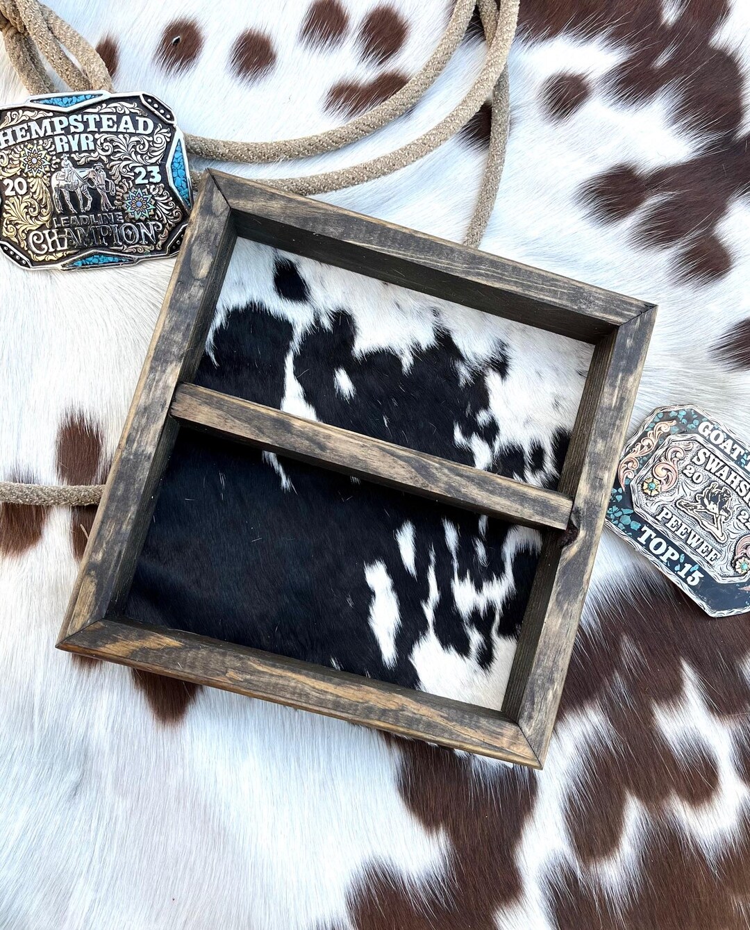 2 Buckle Display Awards Shelf , Belt Buckle Awards Case 10"x10" Wood ...