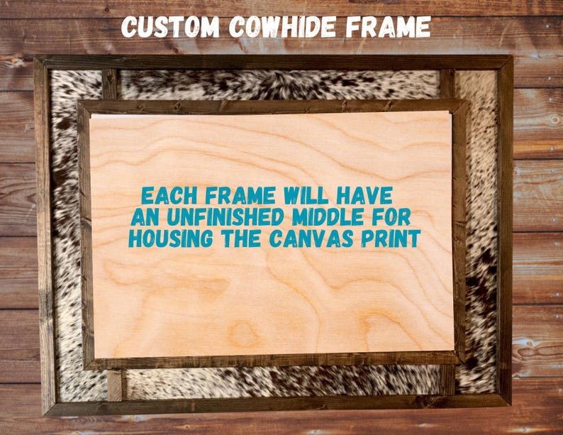 Large Custom Built Genuine Cowhide and Wood Photo Frame for Canvas ...