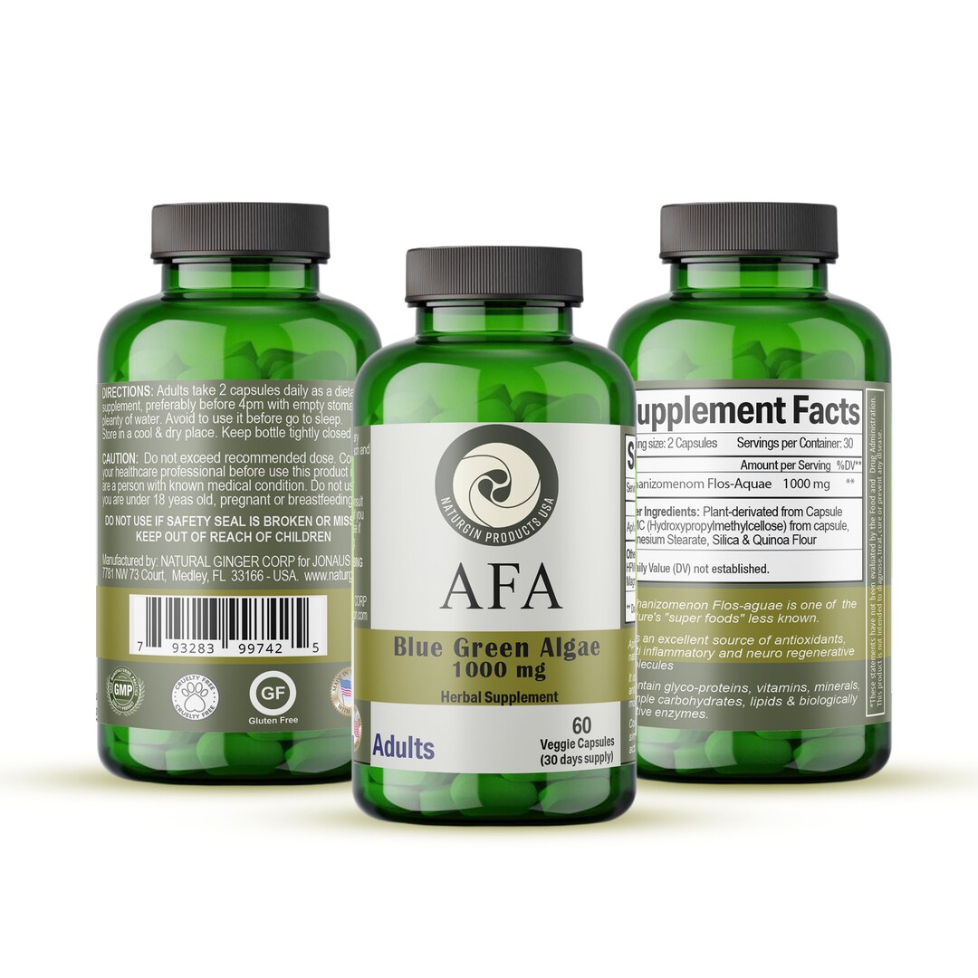 Aphanizomenon Flos Aquae 1000mg 60 Veggie Caps X 500mg Each 30