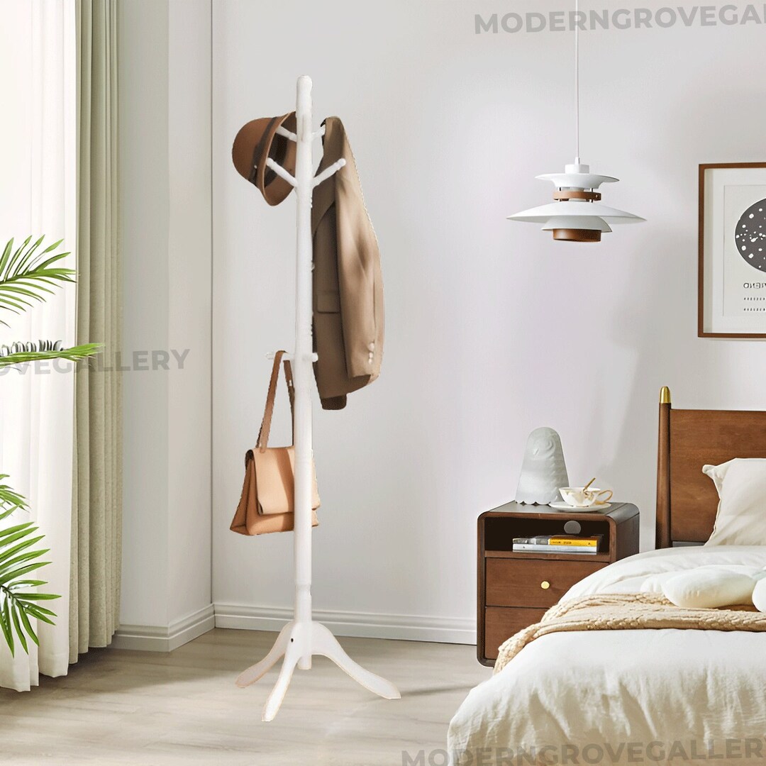 Wooden Standing Coat Rack With 10 Hooks Modern Coat Rack Coat Hanger ...