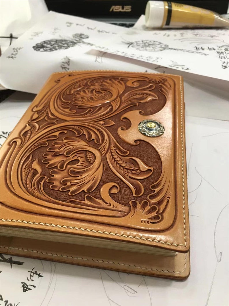 Handmade Leather Engraved Vintage Handwritten Notebook - Etsy