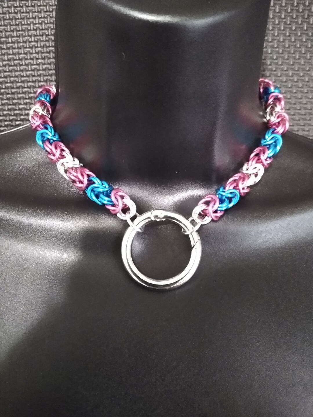 Spring Ring Byzantine Trans Pride Chainmail Collar, Day Collar, Pet ...