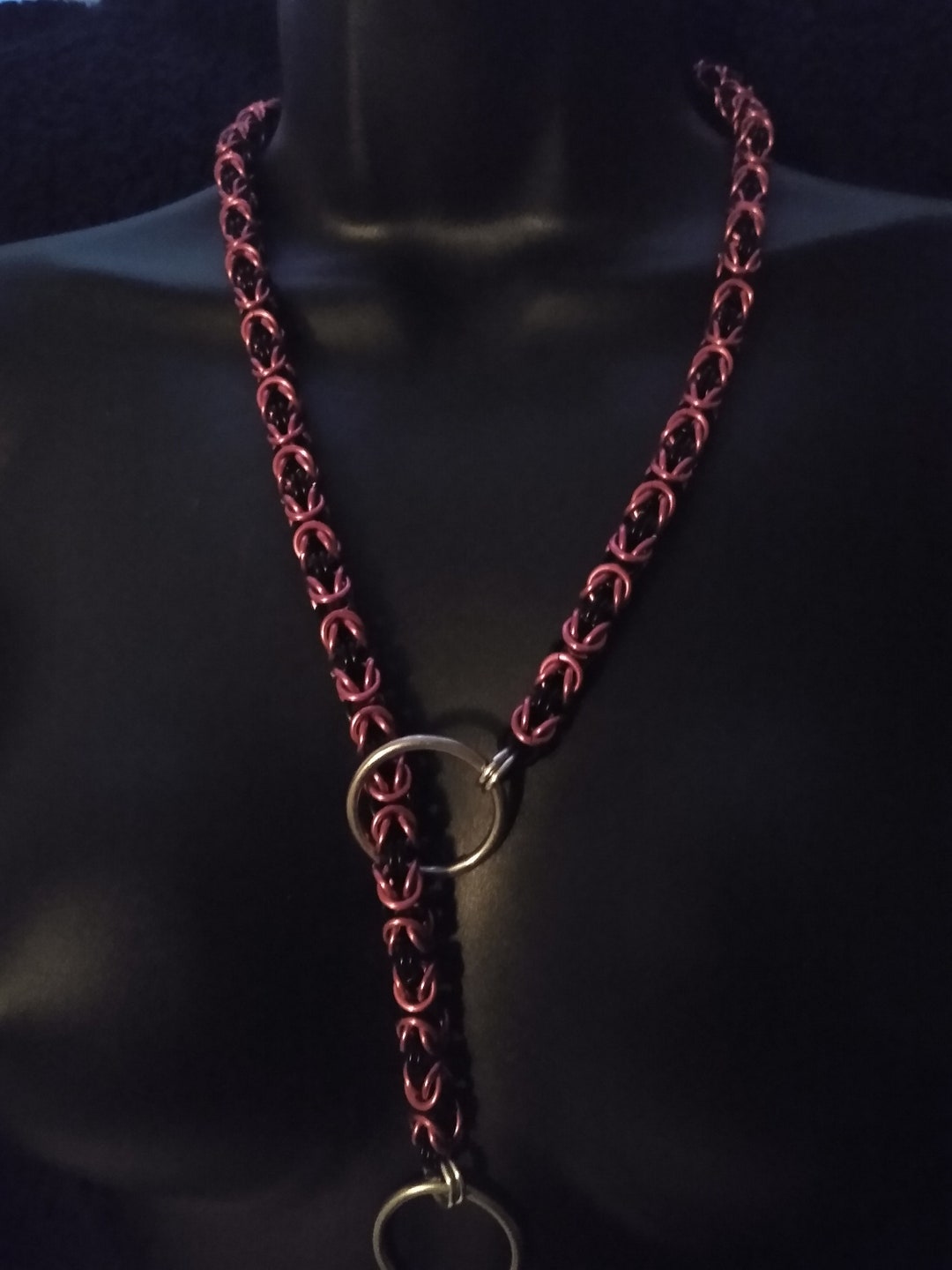 Pink and Black Sub Choker Collar, Chain Mail, Dom Sub Collar, Choking ...