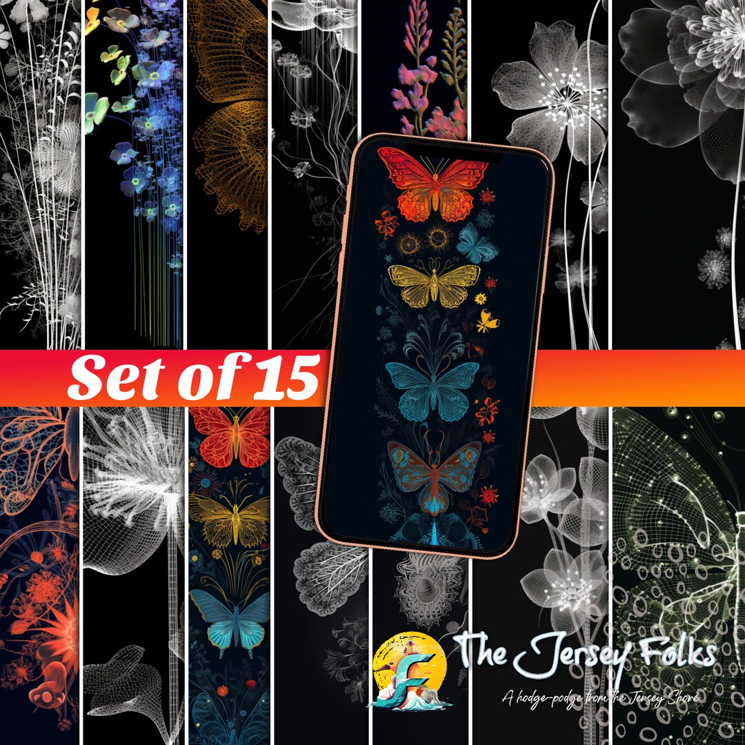 ACSII Butterfly & Flower Phone Wallpaper | Set of 15 | Digital Download ...