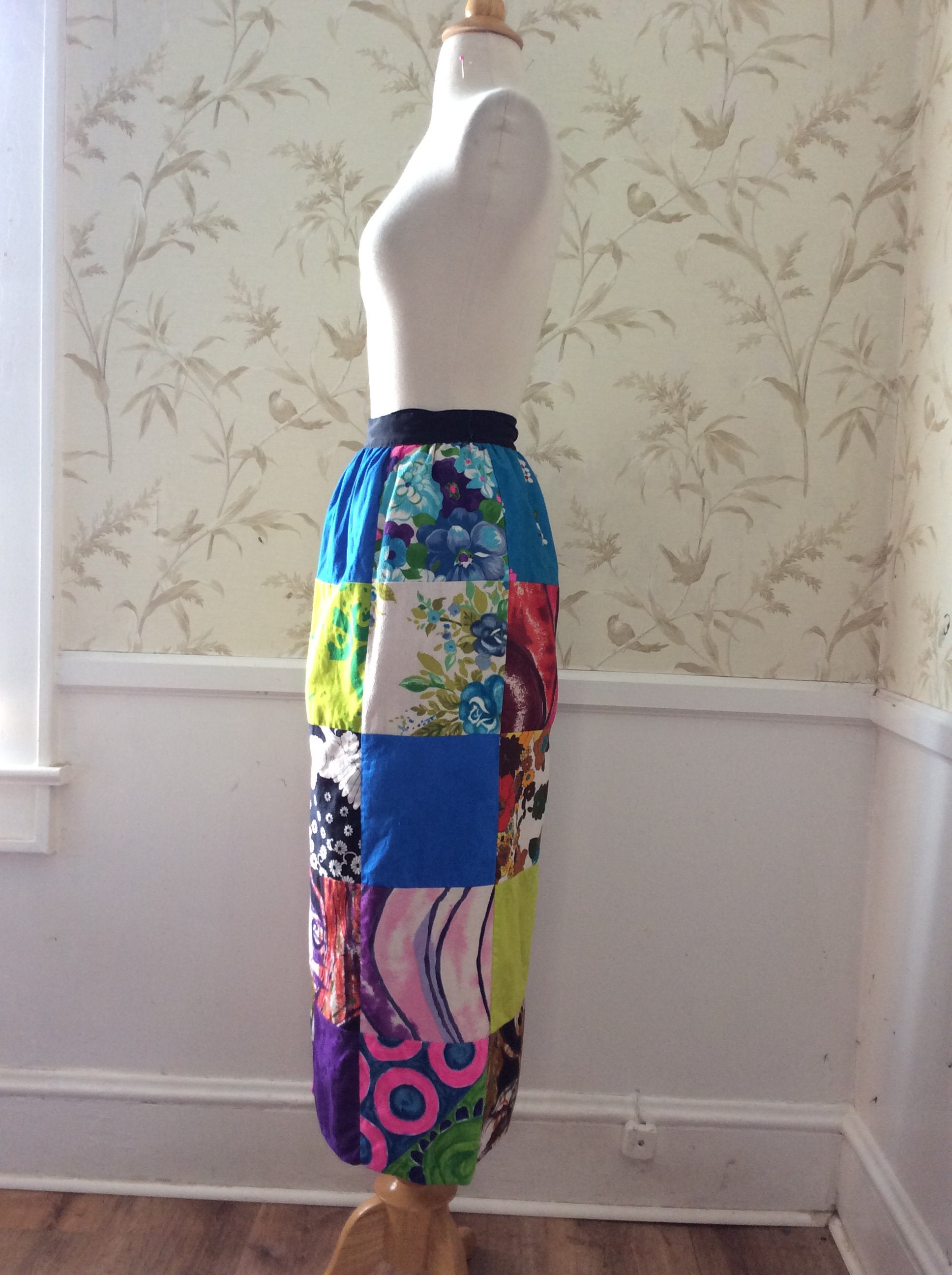 1960s 1970s Mod Vintage FLOWER POWER PATCHWORK Wrap Maxi Skirt Polynesian Beach Cover - Etsy