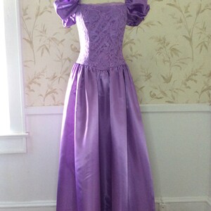 1980s Vintage Purple LACE & SATIN Prom Party Ball Gown PUFF Sleeves ...