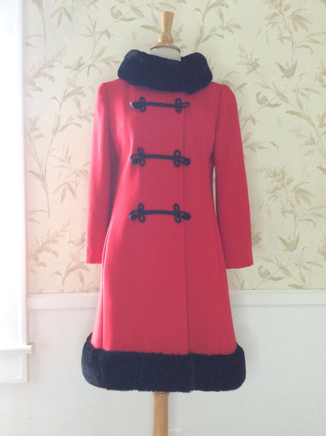 1960s Mod Vintage RUSSIAN PRINCESS Wool Coat Black Sheepskin Trim - Etsy