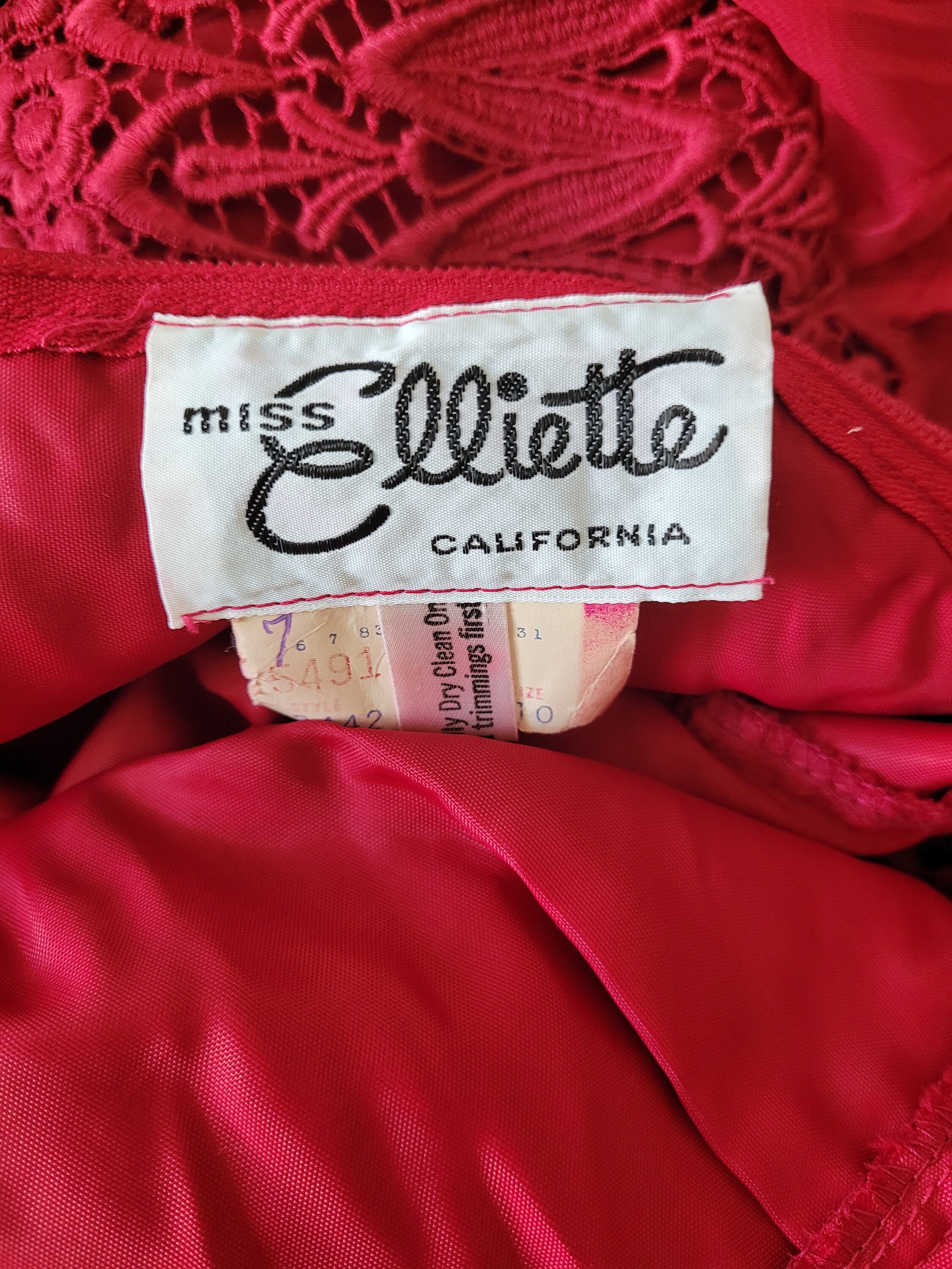 1970s VINTAGE Miss Elliette Sheer CHIFFON ACCORDION Pleat Crochet Full ...