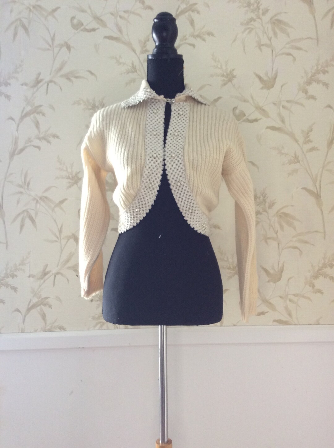 1940s 1950s Vintage ROCKABILLY BOMBSHELL PINUP Cropped Bolero Chunky ...